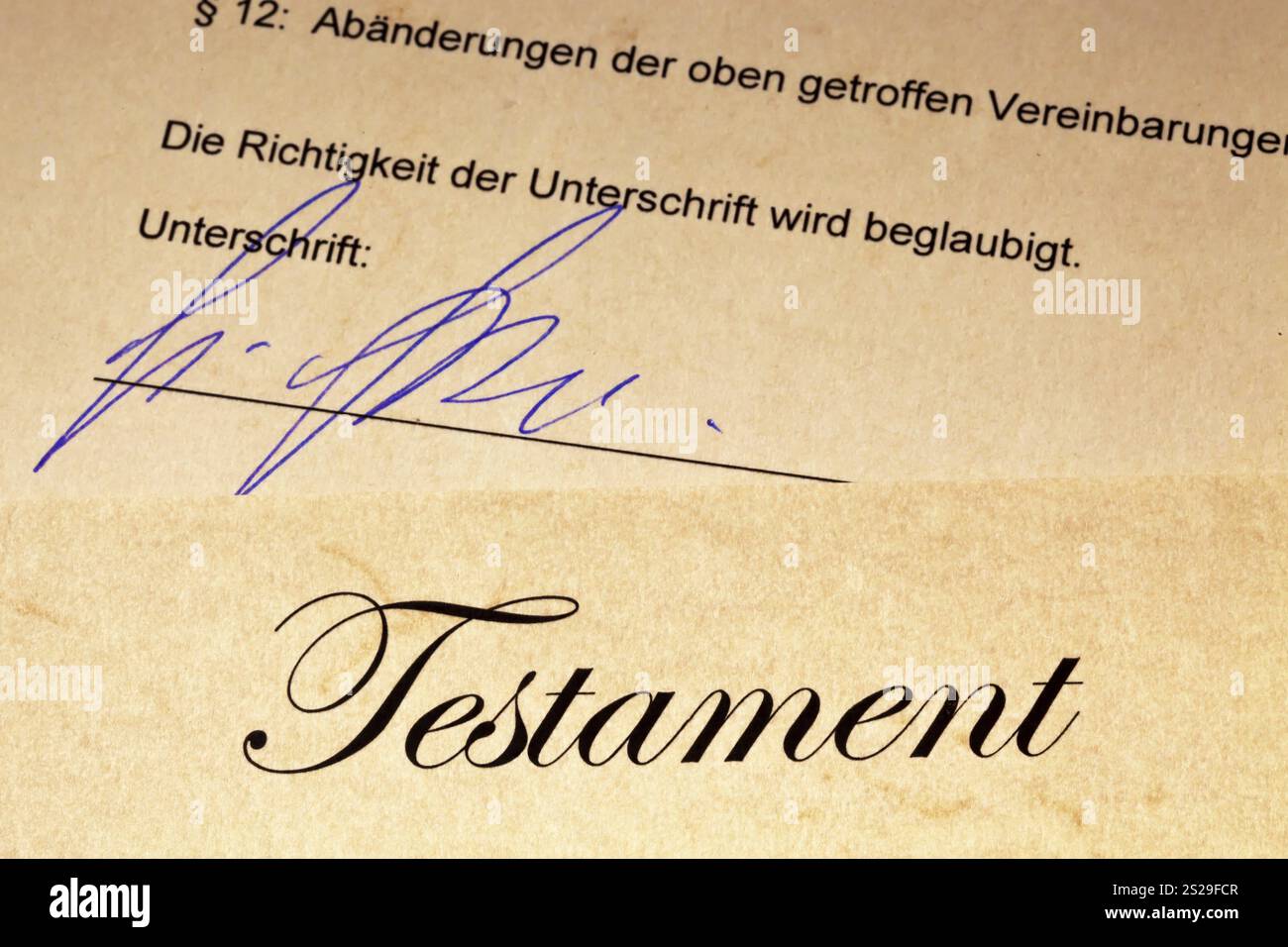 The will of a deceased person in German. Last will and inheritance ...