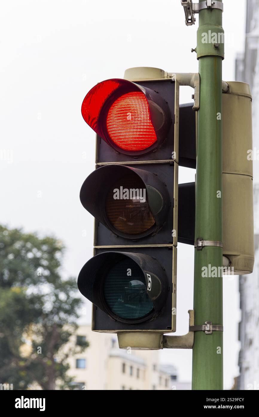 A traffic light with a red light. Symbolic photo for Halt, Economy ...