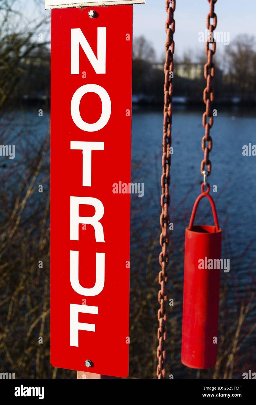 Emergency call sign, symbolic photo for help and rescue services ...