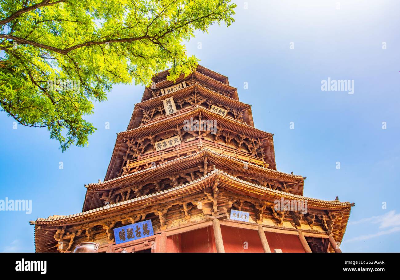 Beautiful scenery of the wooden pagoda in Ying County, Shuozhou City ...