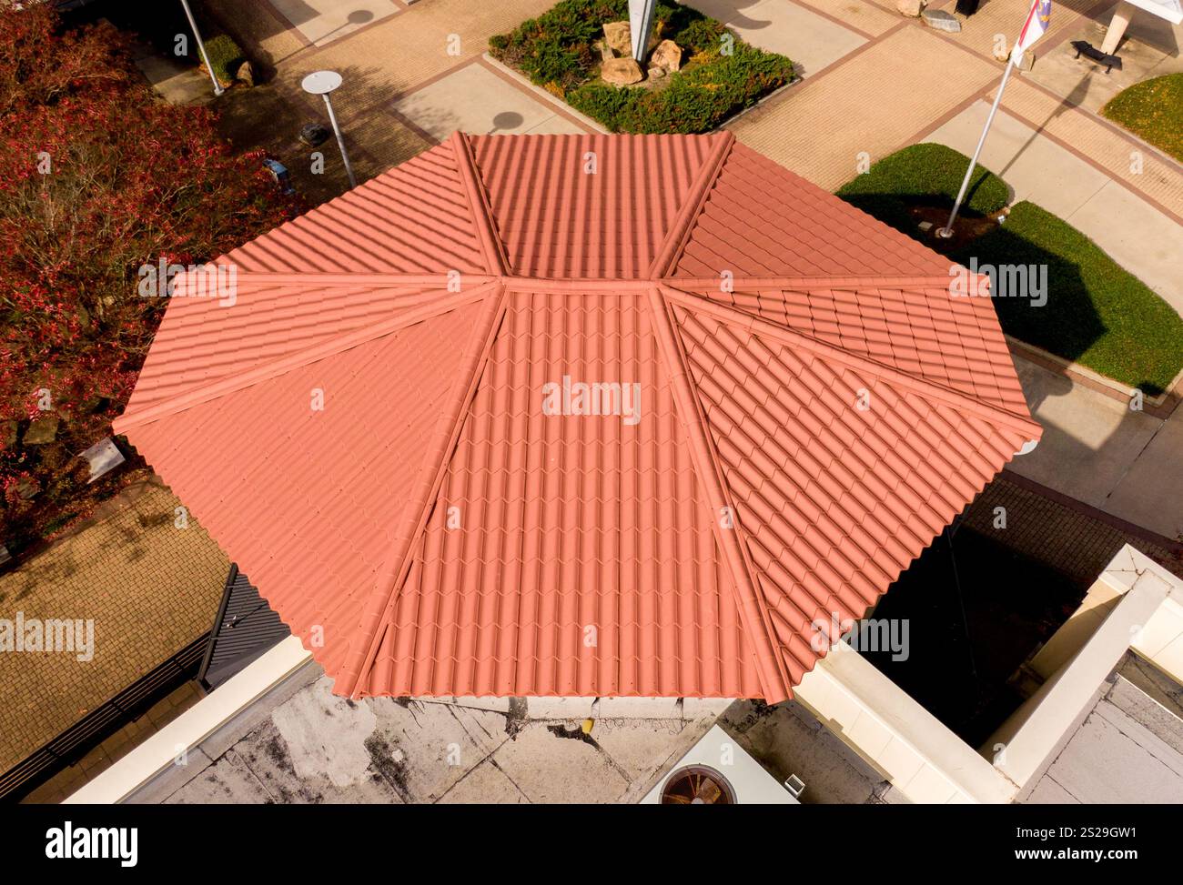 Day Time Drone Images of a Commercial Building With A Metal Roof ...