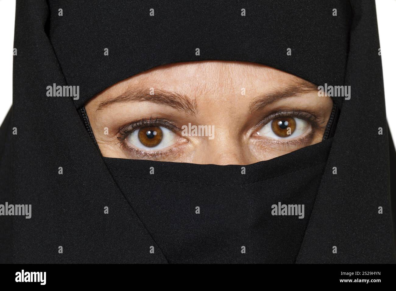 Symbolic photo Islam. Muslim with burqa is veiled. Austria Stock Photo ...