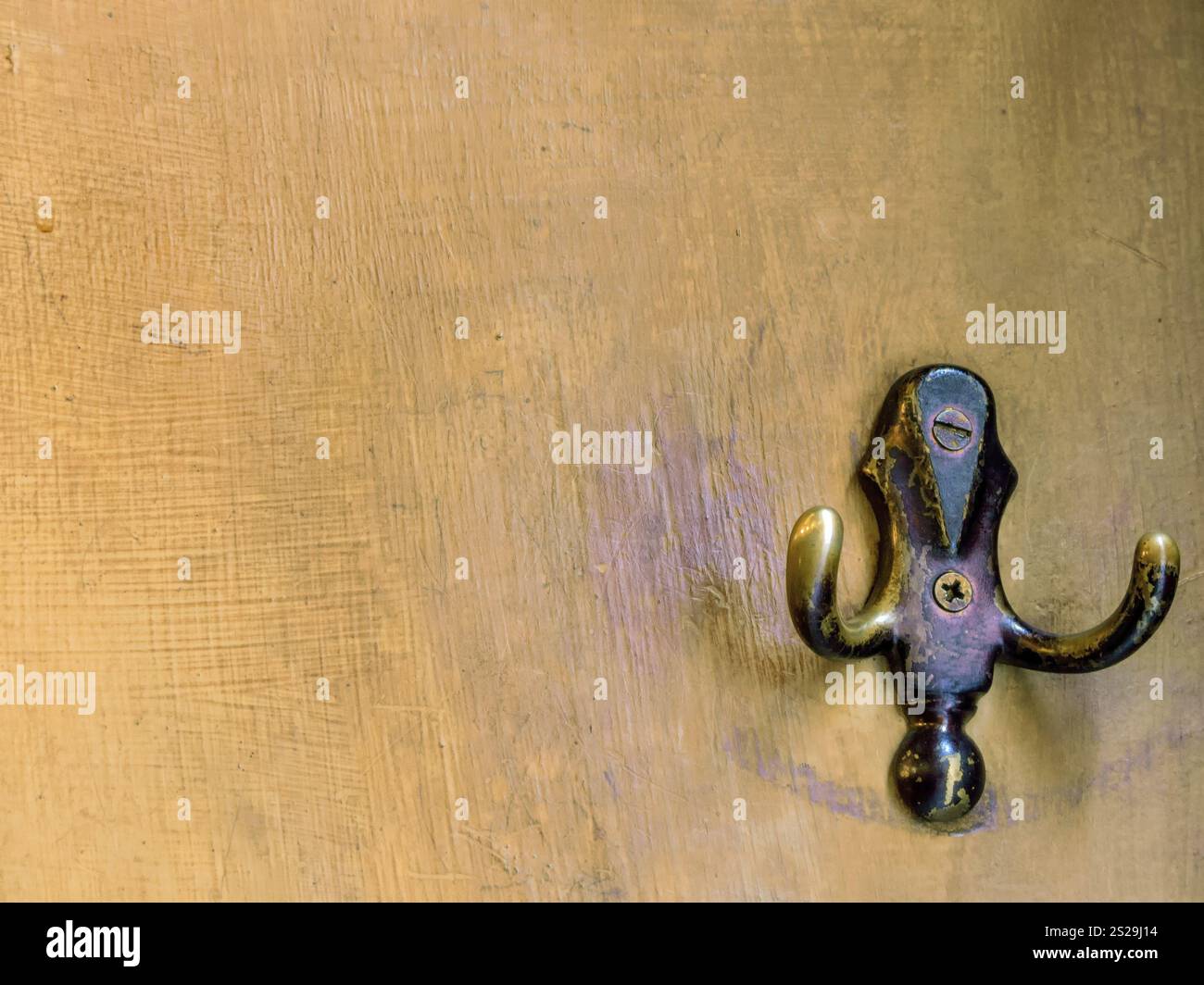 Coat hooks on a wall, text space and background Stock Photo - Alamy