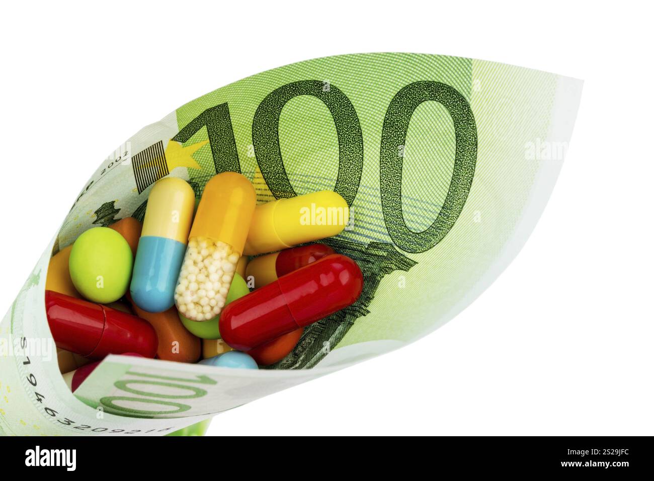 Tablets and a hundred euro banknote Symbolic photo: Costs for medicine ...