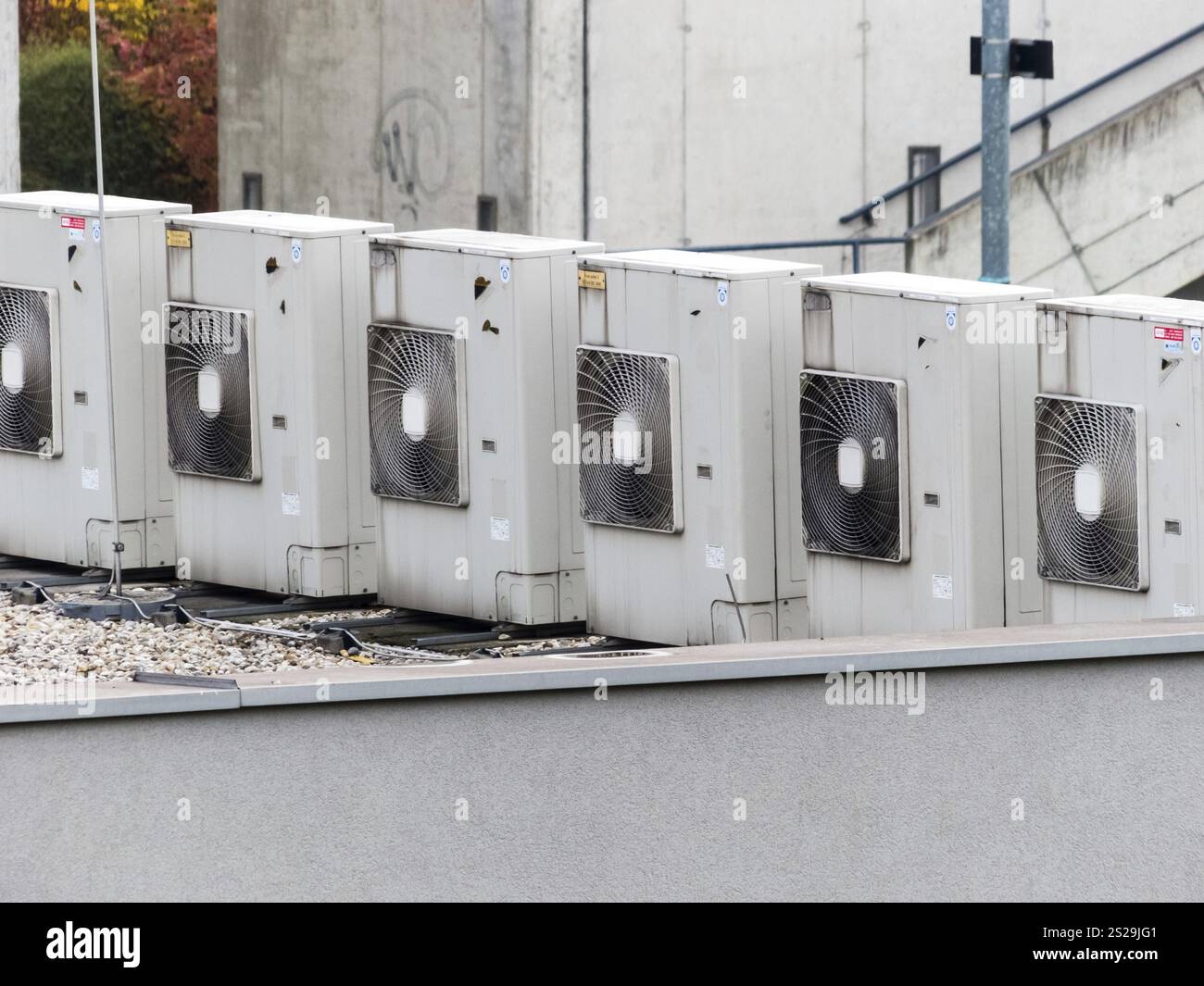 Several air conditioning units of an air conditioning system are next ...