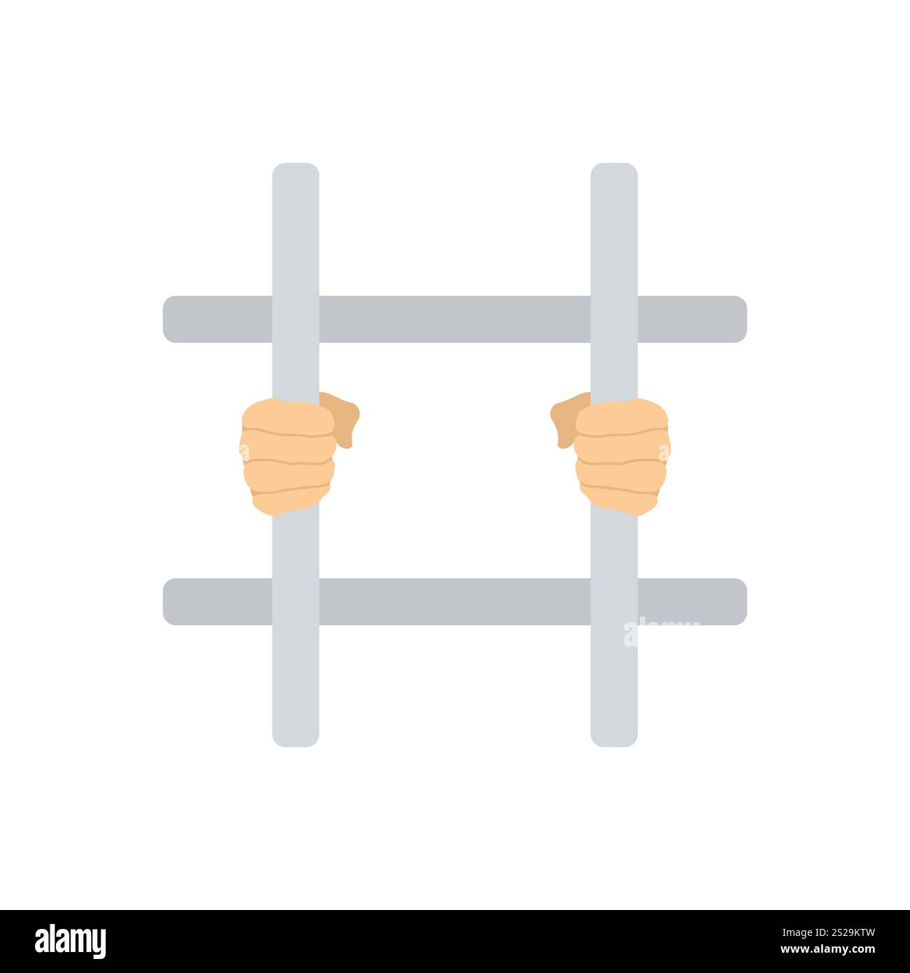 Hands holding prison bars icon. Flat color design. Vector illustration ...