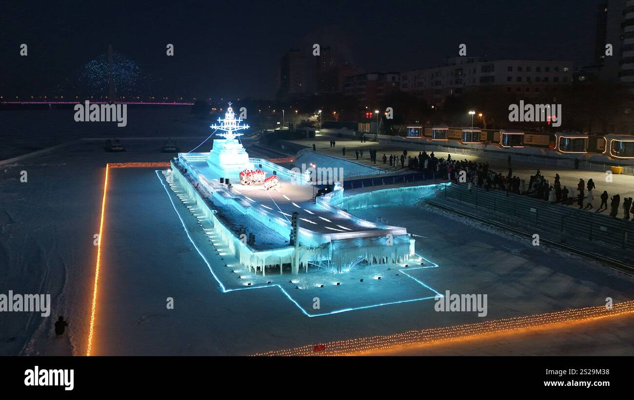 Harbin,China.6th January 2025. A 65-meter-long and 15-meters-wide ice ...