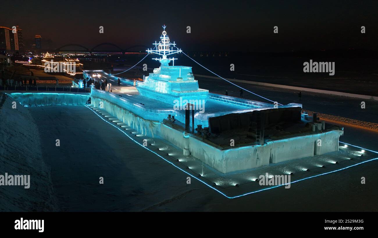 Harbin,China.6th January 2025. A 65-meter-long and 15-meters-wide ice ...