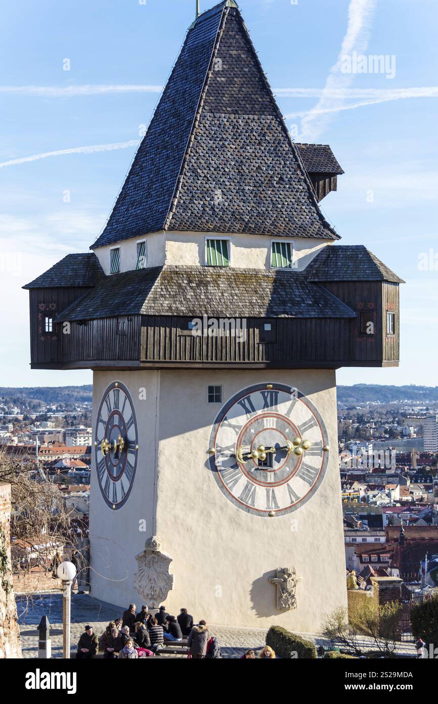 The clock tower is the landmark of the city of Graz. Capital of Styria ...