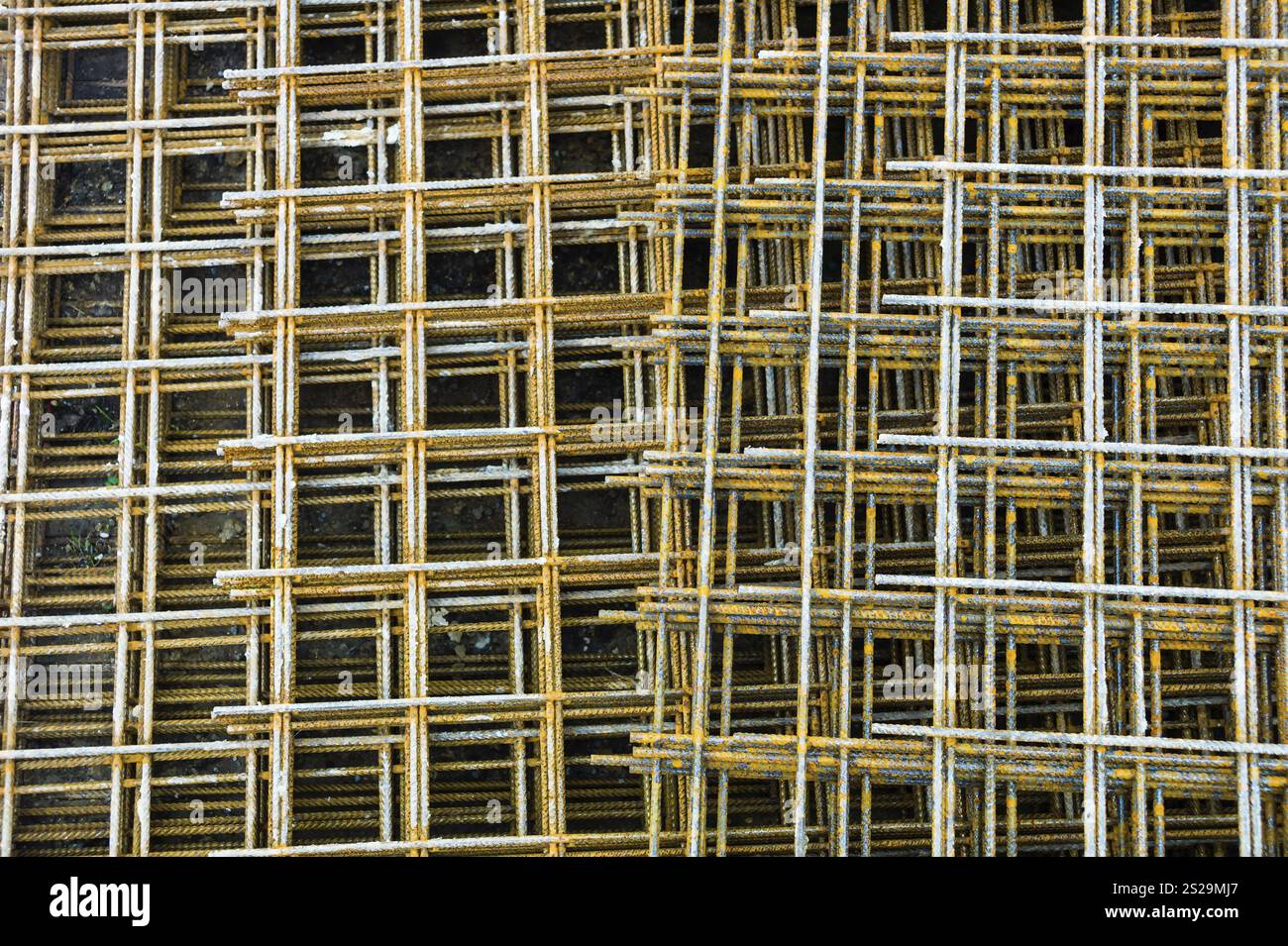 On a construction site there are steel grids to reinforce the bentonite ...