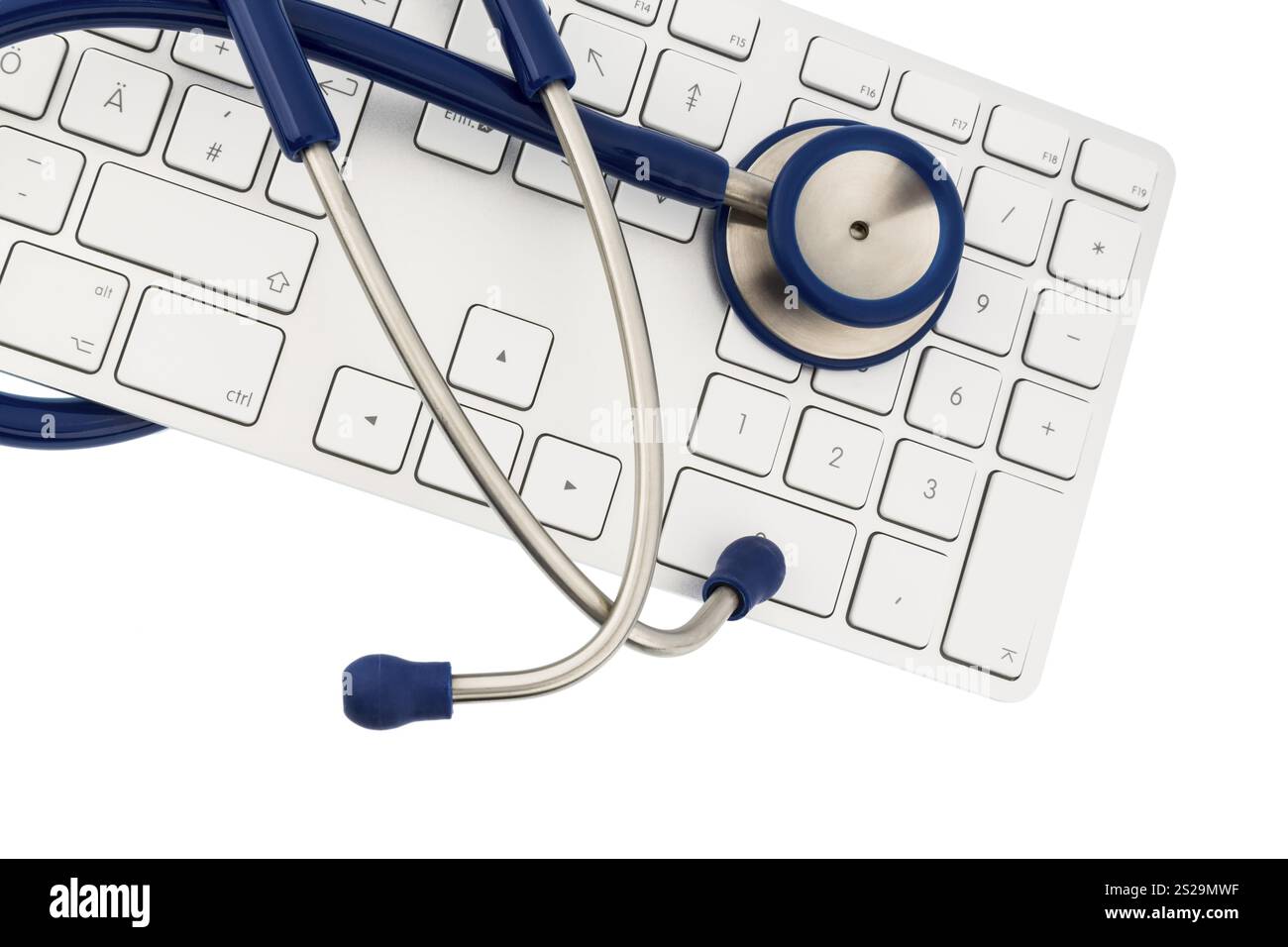 Stethoscope and keyboard of a computer, symbol photo for diagnostics ...