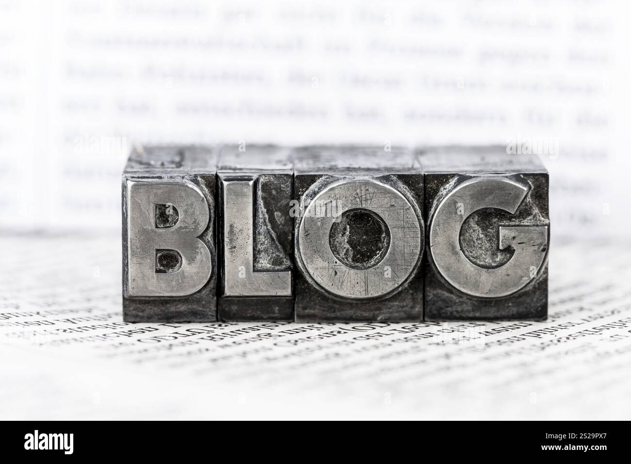 The word blog written in lead letters. Symbol photo for bloggen Austria ...