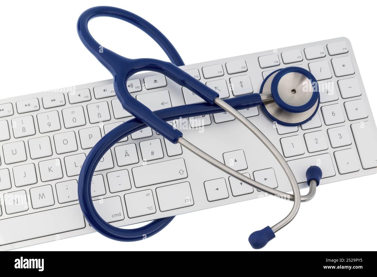 Stethoscope and keyboard of a computer, symbolic photo for diagnostics ...