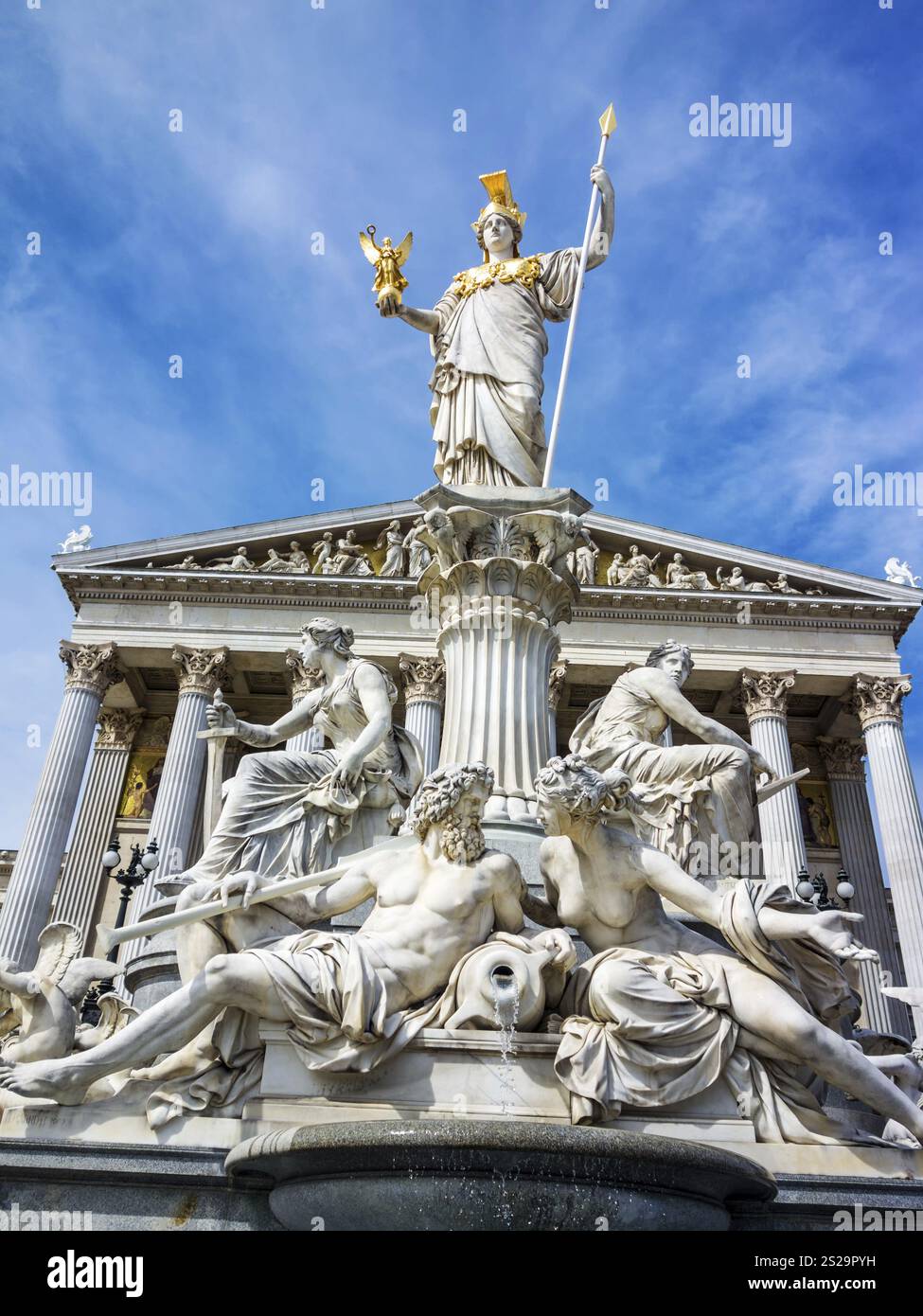 The parliament in Vienna, Austria. With the statue of Pallas Athena ...