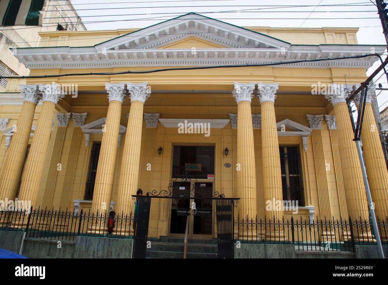 The Neoclasical style buidling with corinthian columns in Santiago de ...