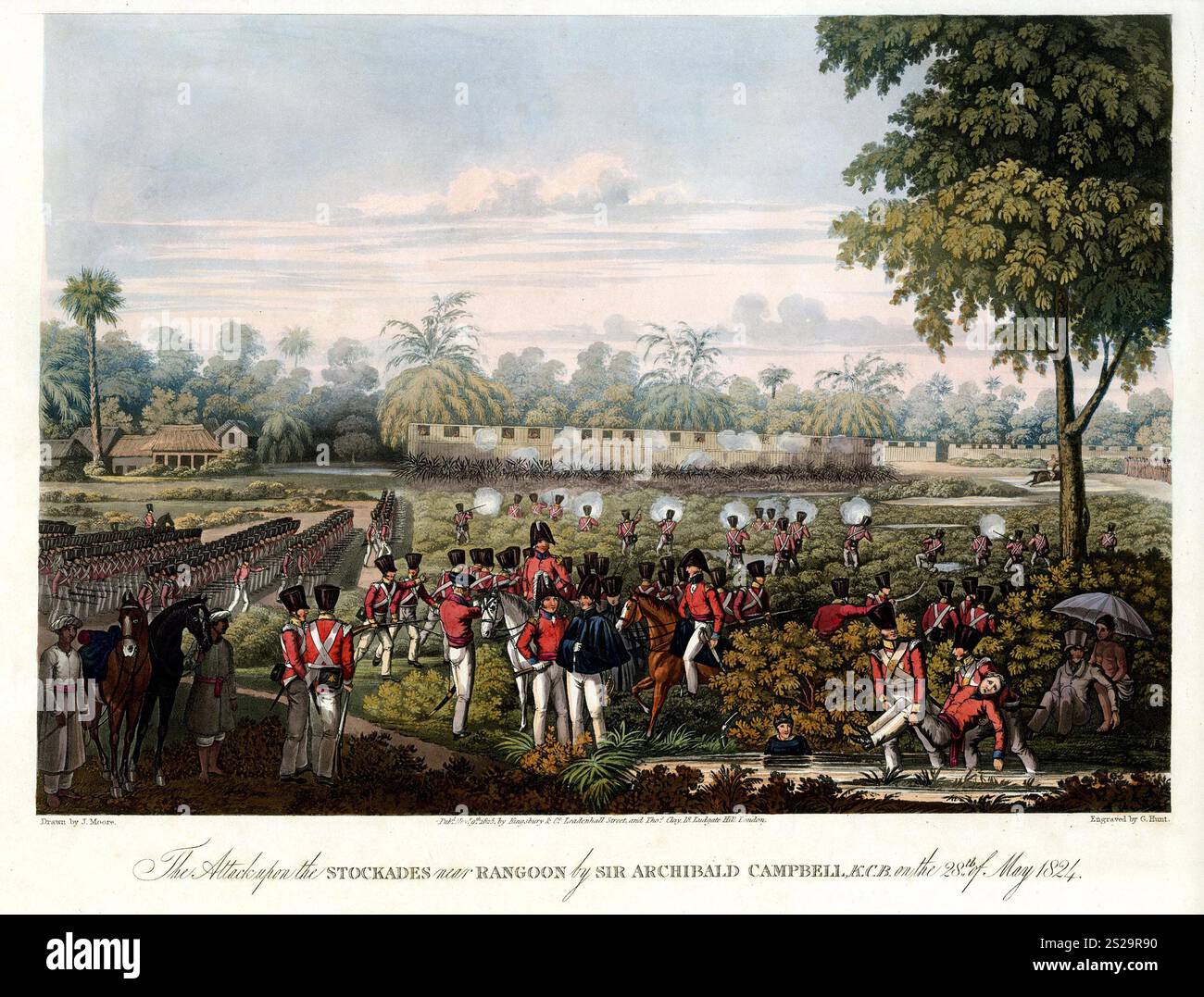British East India Company forces attacking Yangon (now Rangoon) during ...