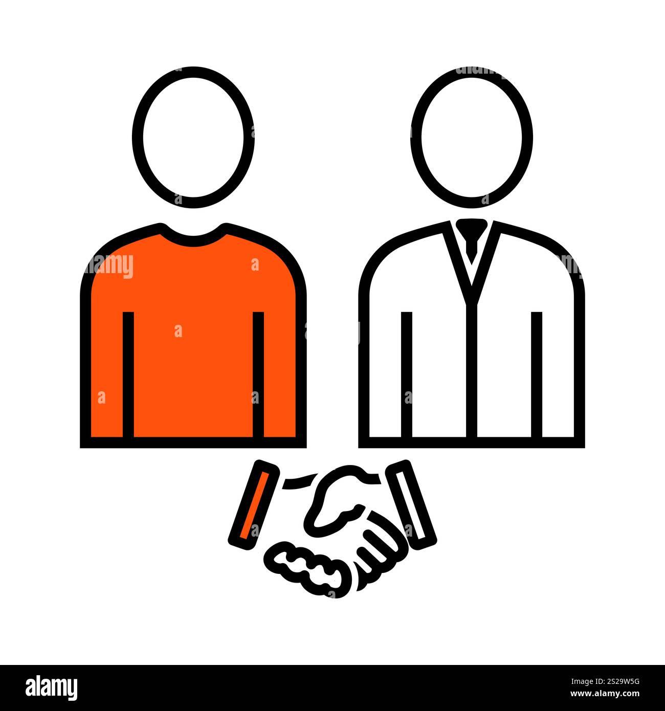 Two Man Making Deal Icon. Thin Line With Orange Fill Design. Vector ...