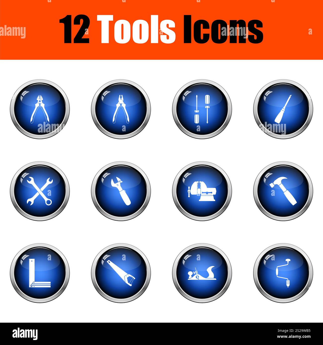 Tools Icon Set. Glossy Button Design. Vector Illustration Stock Photo ...