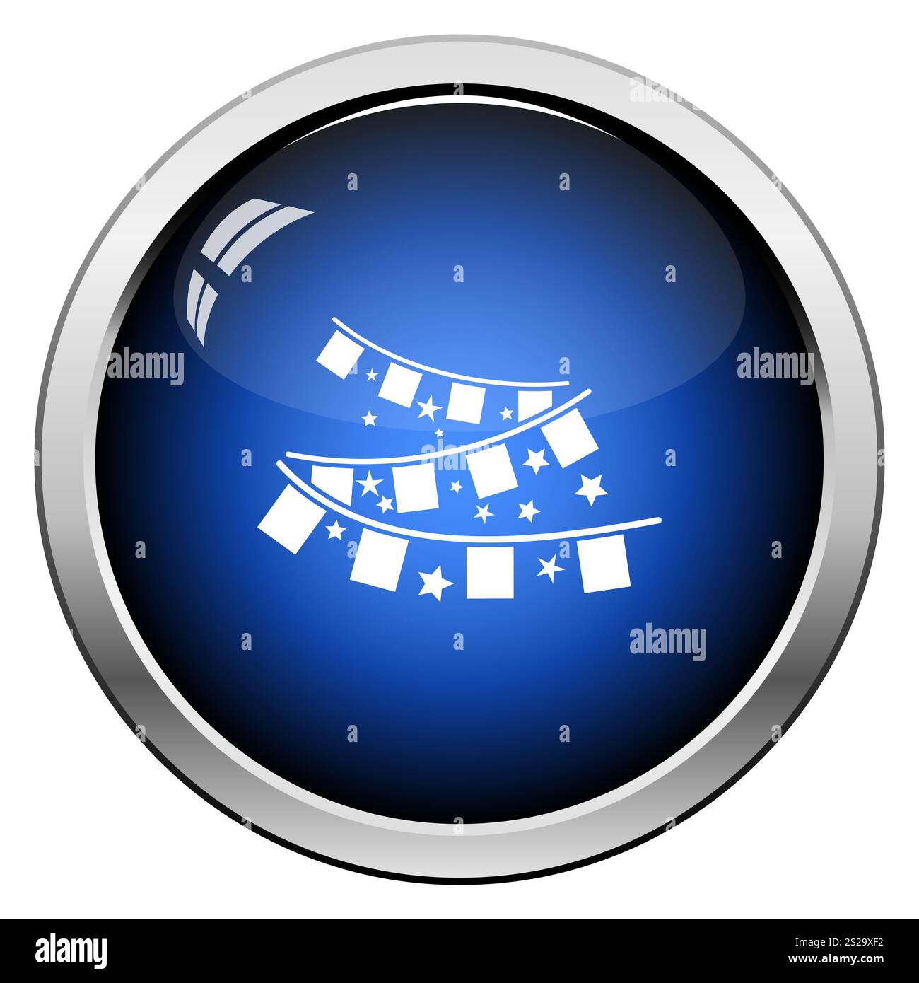 Party Garland Icon. Glossy Button Design. Vector Illustration Stock ...