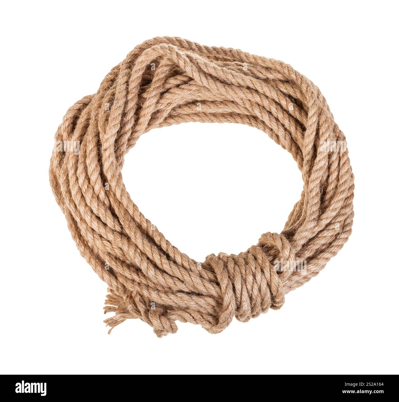 round bight of natural jute rope isolated on white background Stock ...