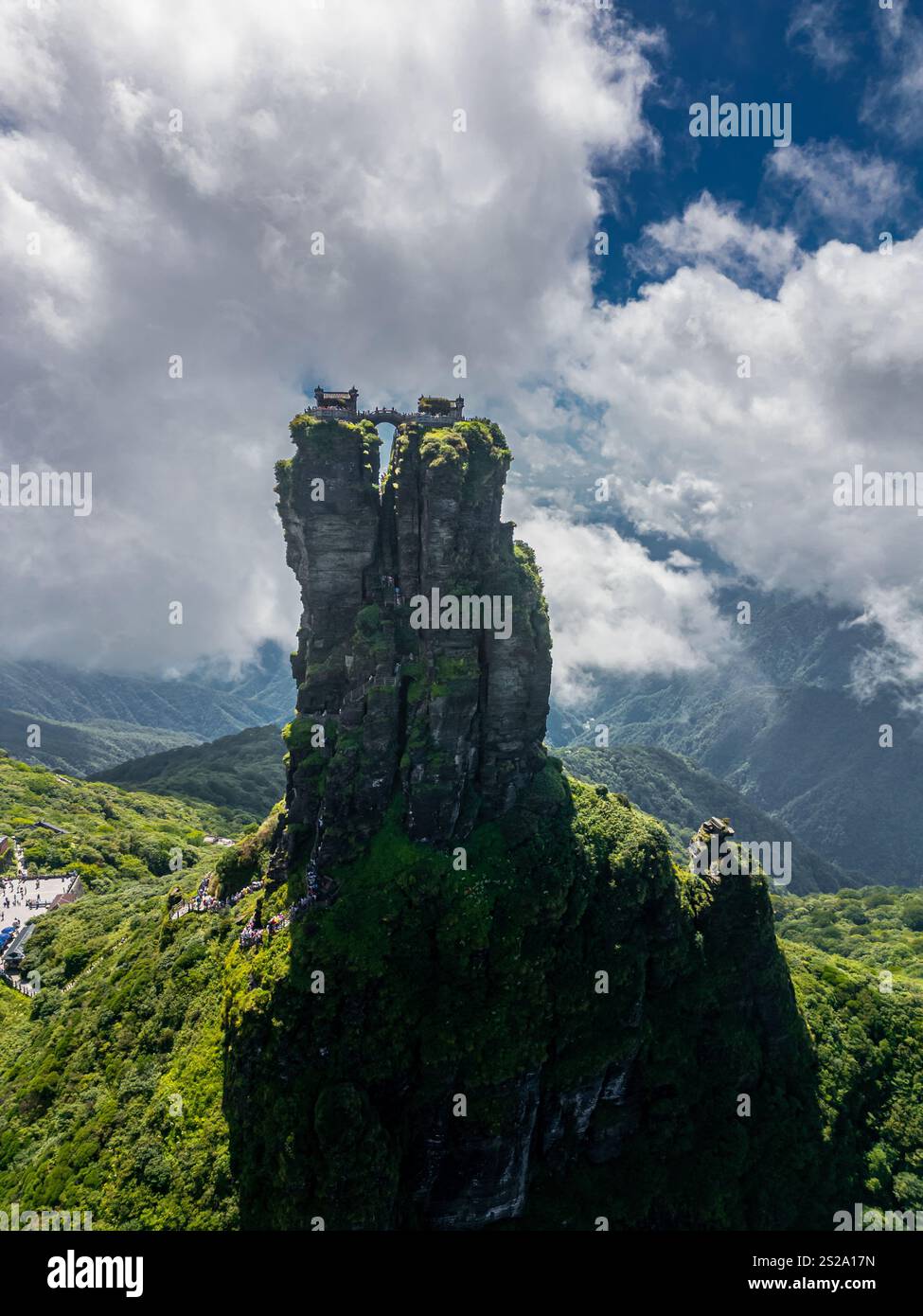 Aerial of the Fanjingshan, located in Tongren, Guizhou, Wuling ...