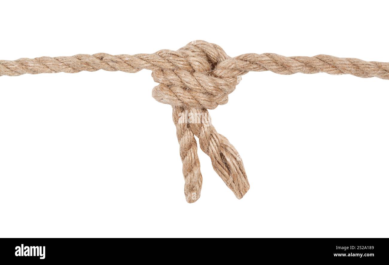 another side of Offset overhand bend joining two ropes isolated on ...