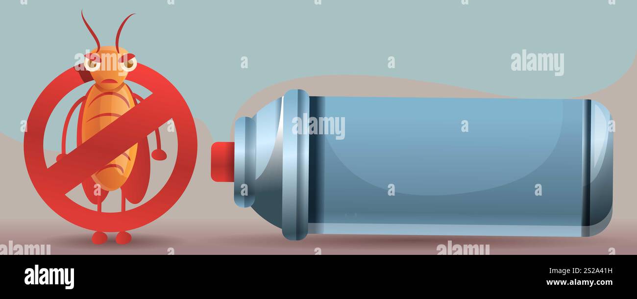 Spray cockroach concept banner. Cartoon illustration of spray cockroach ...