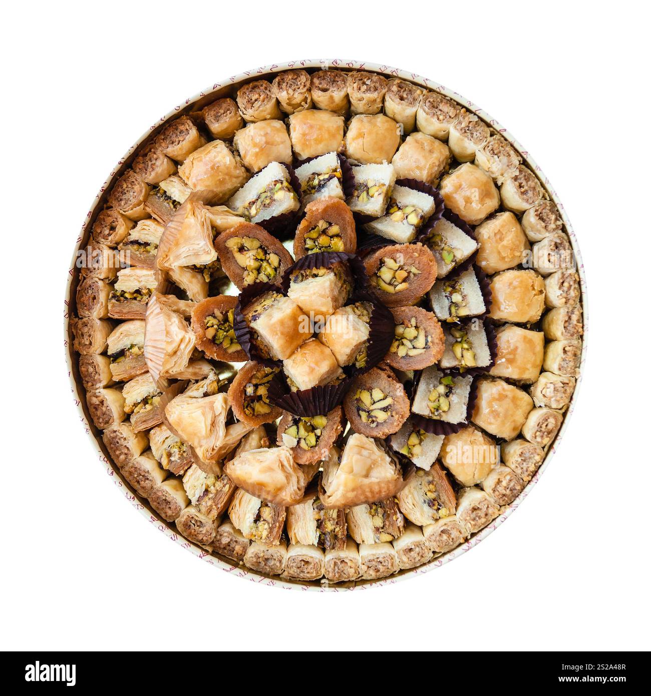 top view of assortment of traditional sweet pastry baklava from local ...