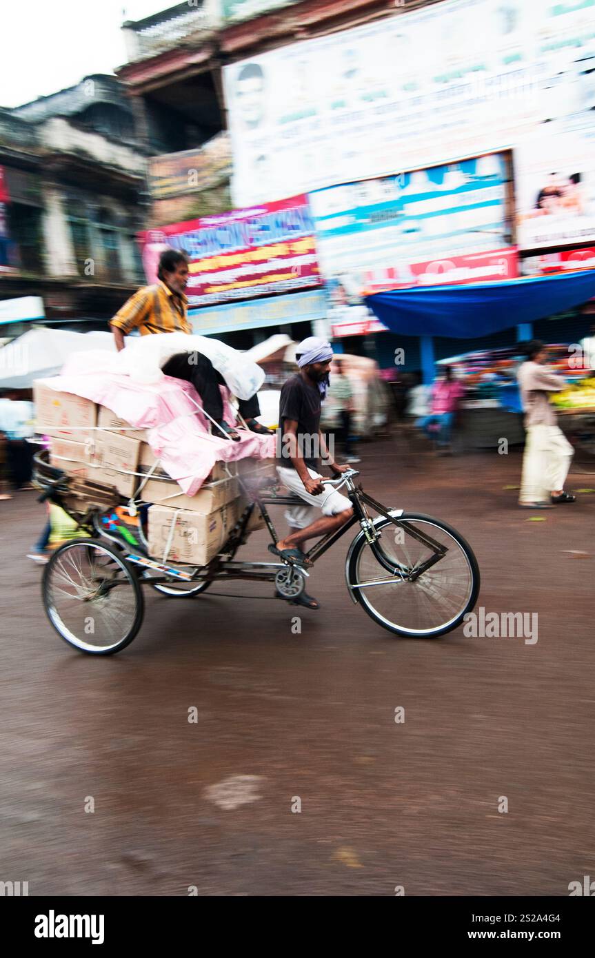 Cycle rickshaws in the old city centre in Lucknow, Uttar Pradesh, India ...