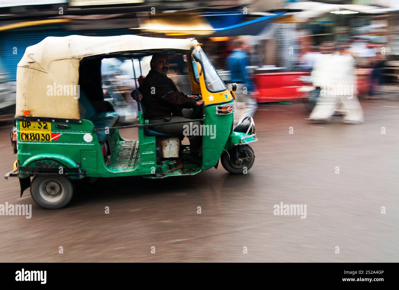 An Auto rickshaw in the old city centre in Lucknow, Uttar Pradesh ...