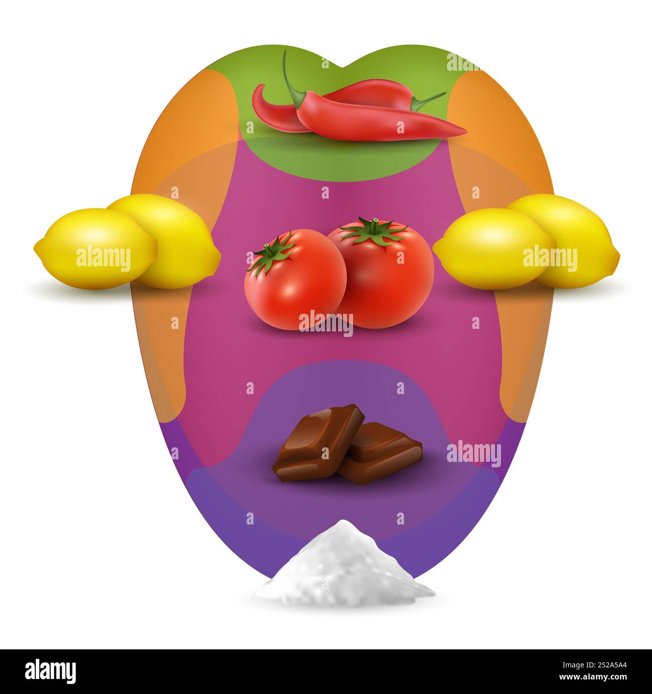 Visual tasting map in human mouth with food. Realistic mouht with ...