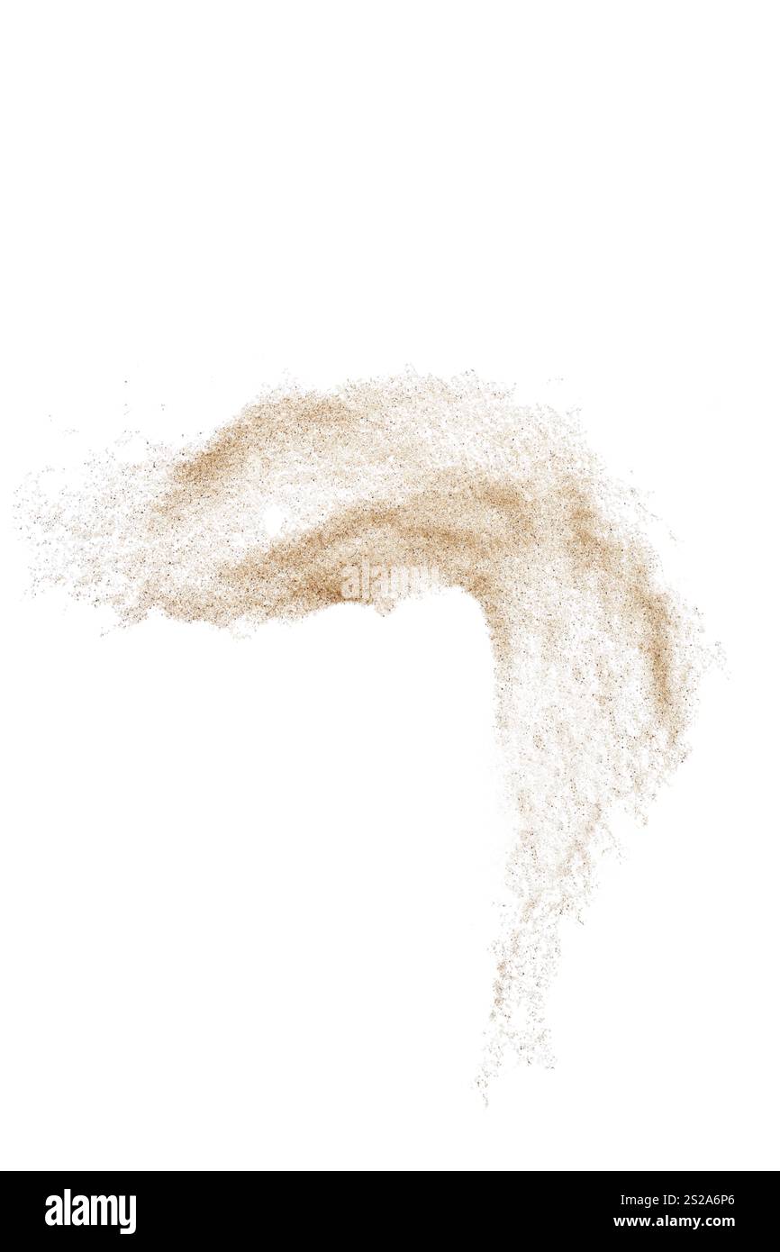 Whirl of beach sand on white background. Top view Stock Photo - Alamy