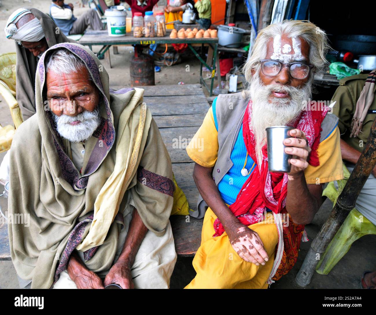 Sadhus in the holy city of Ayodhya, Uttar Pradesh, India Stock Photo ...