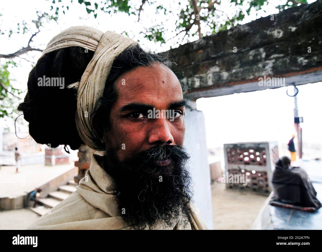 Portrait of a Sadhu taken at a small temple by the Ghaghara river in ...