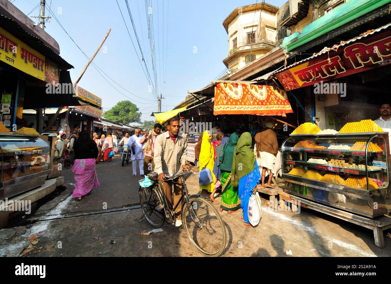 The vibrant streets in the old city of Ayodhya, Uttar Pradesh, India ...