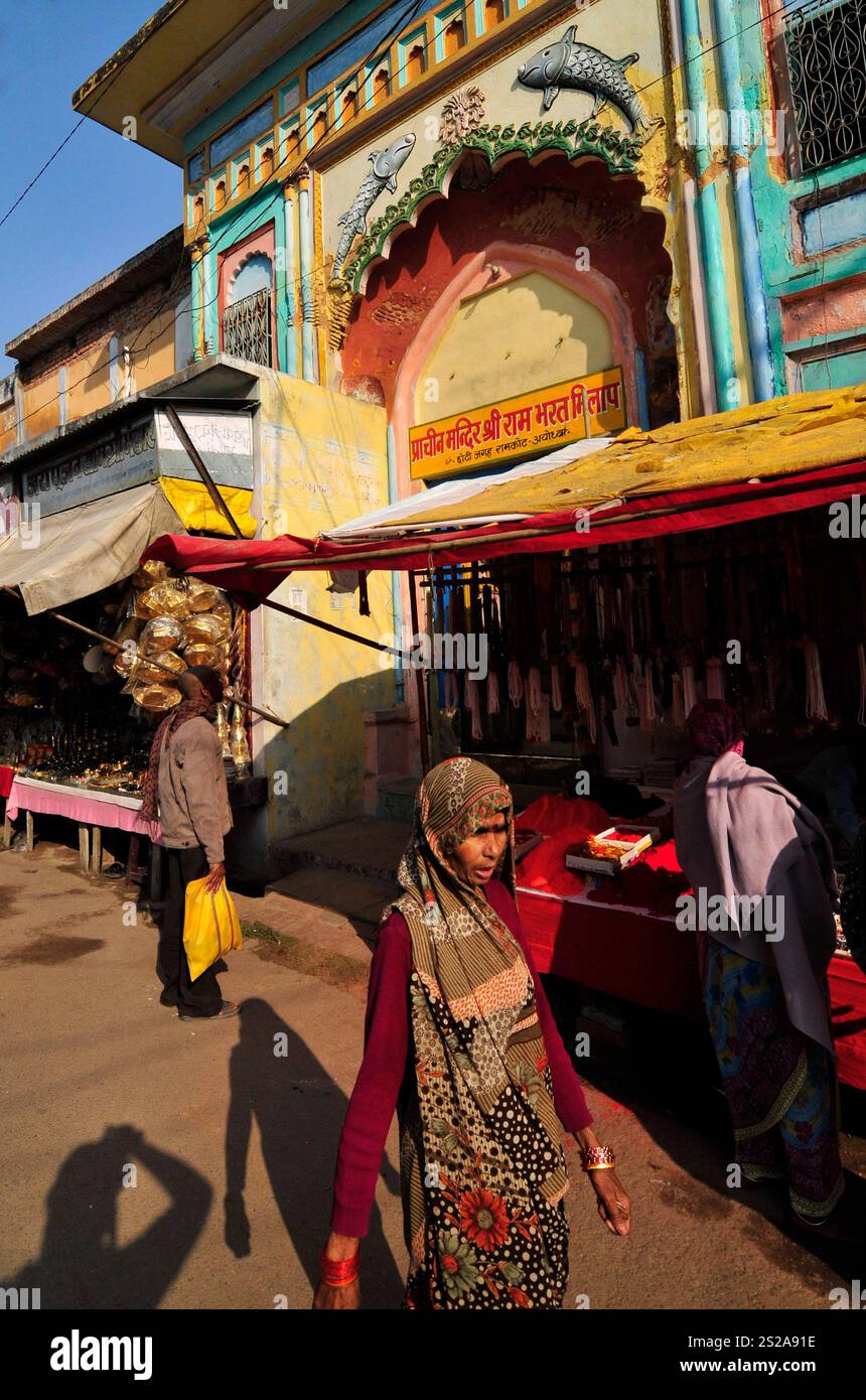 The vibrant streets in the old city of Ayodhya, Uttar Pradesh, India ...