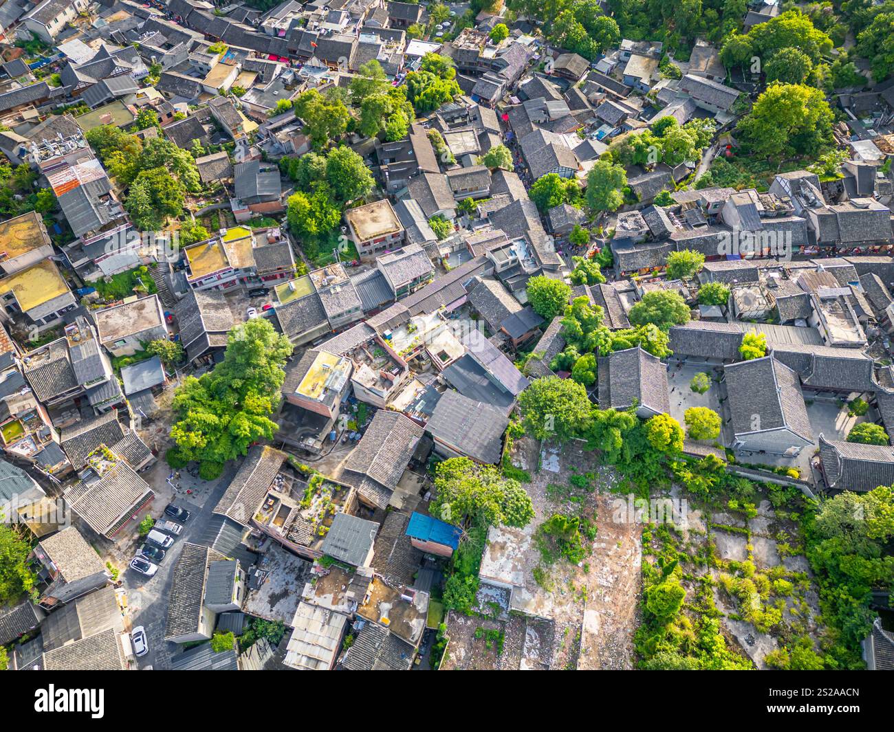Top view on the Qingyan Ancient Town, one of the top 4th famous old ...