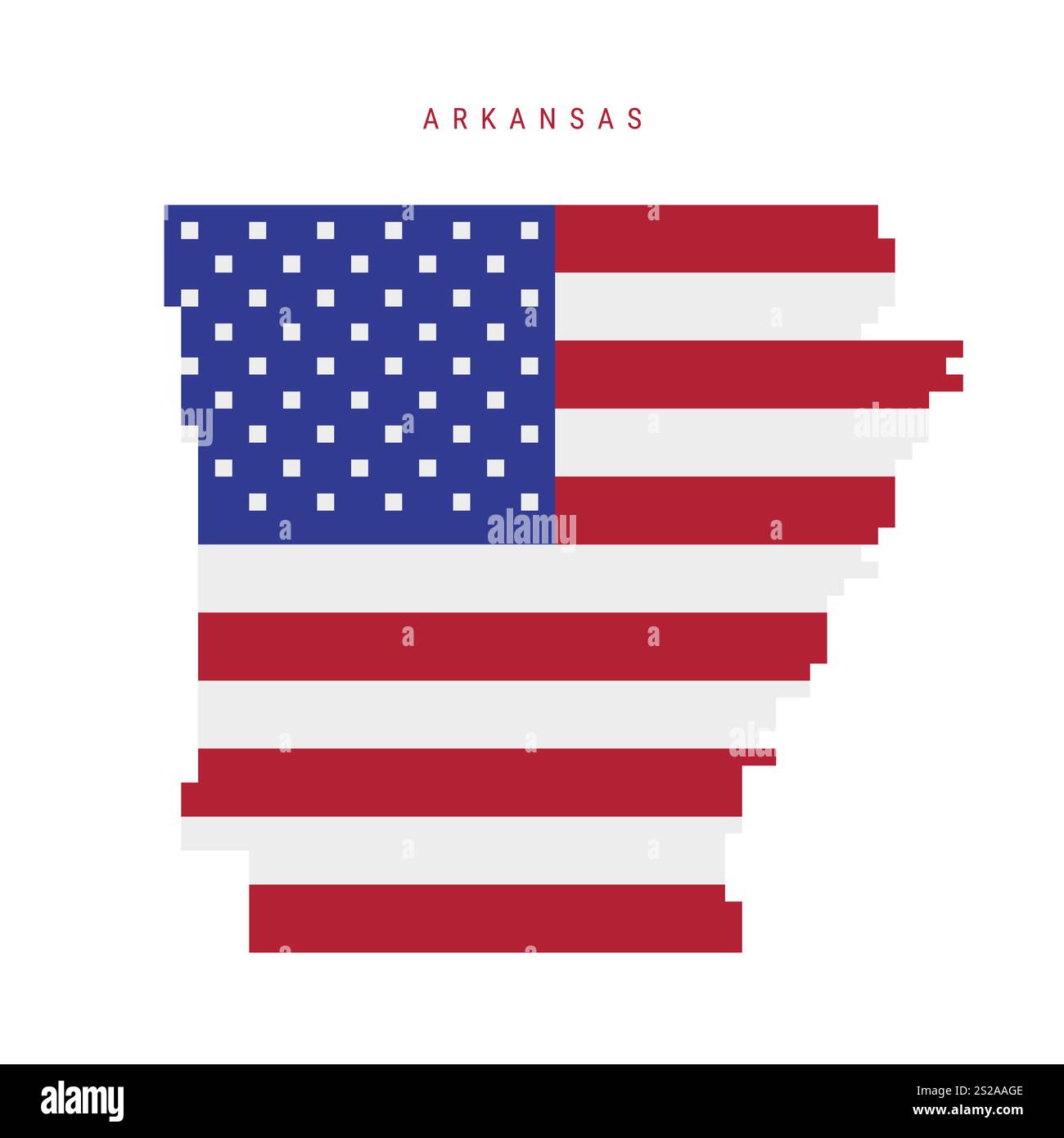 Arkansas pixel flag map icon. Flat vector illustration isolated on ...