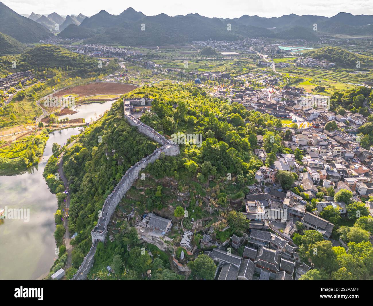 The stone wall of the ancient fortress in Qingyan Ancient Town, Guizhou ...
