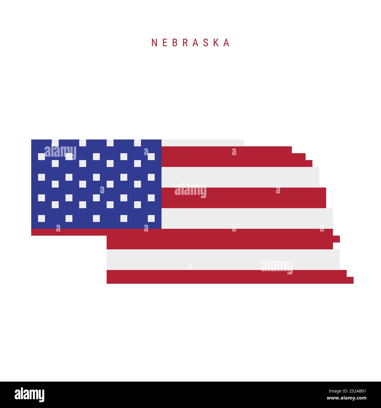 Nebraska pixel flag map icon. Flat vector illustration isolated on white Stock Vector Image ...