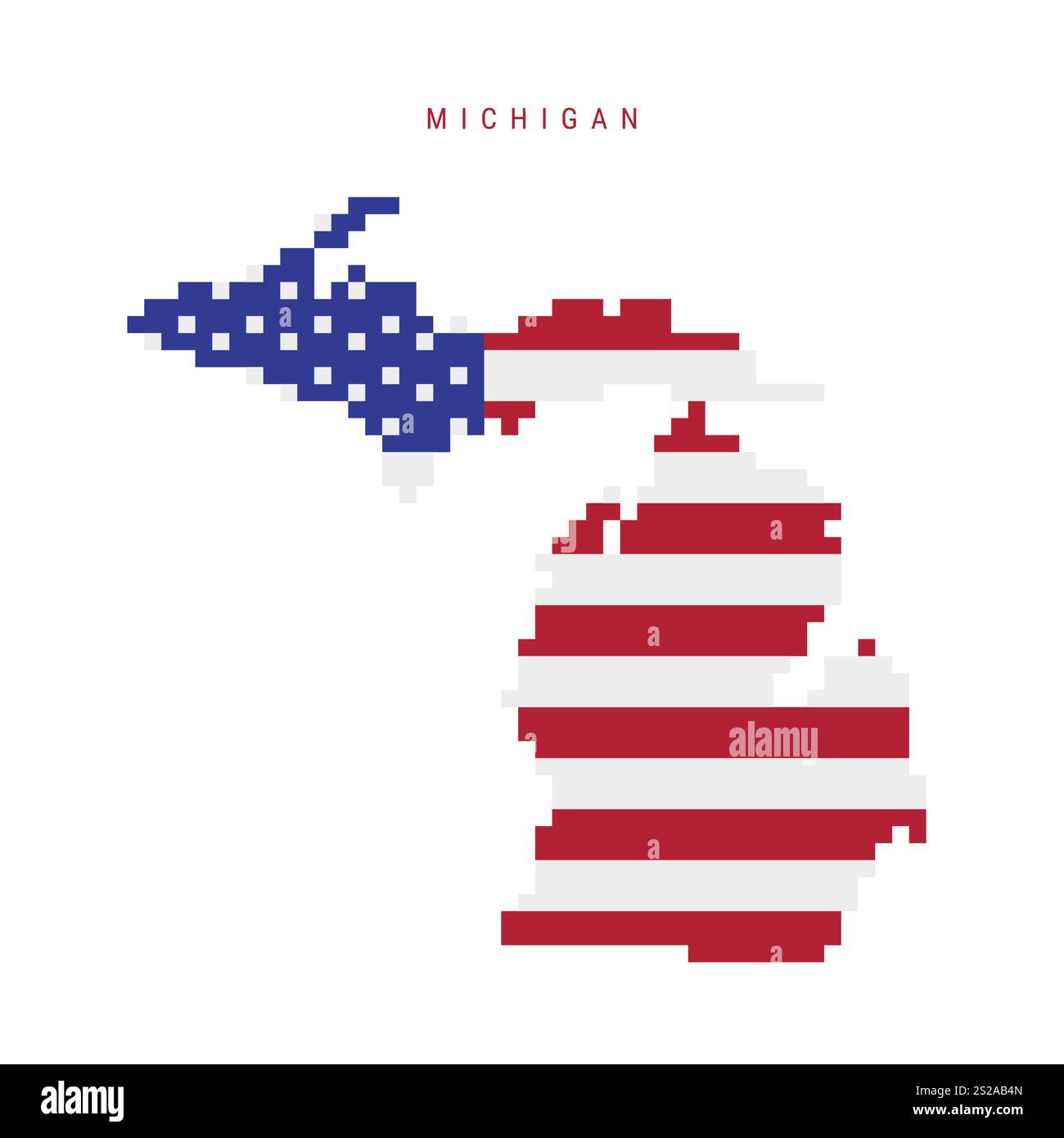 Michigan pixel flag map icon. Flat vector illustration isolated on ...