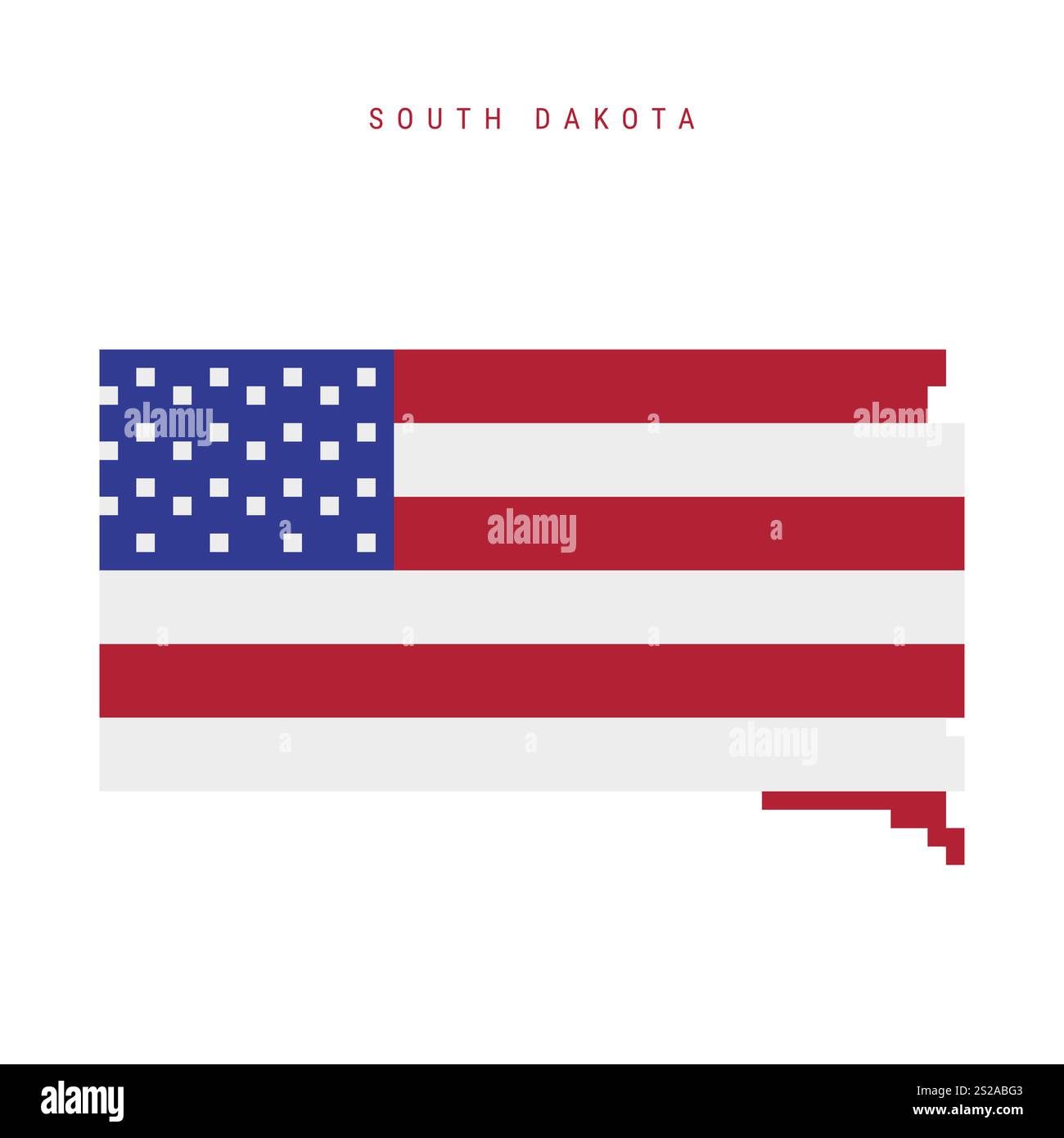 South Dakota pixel flag map icon. Flat vector illustration isolated on ...