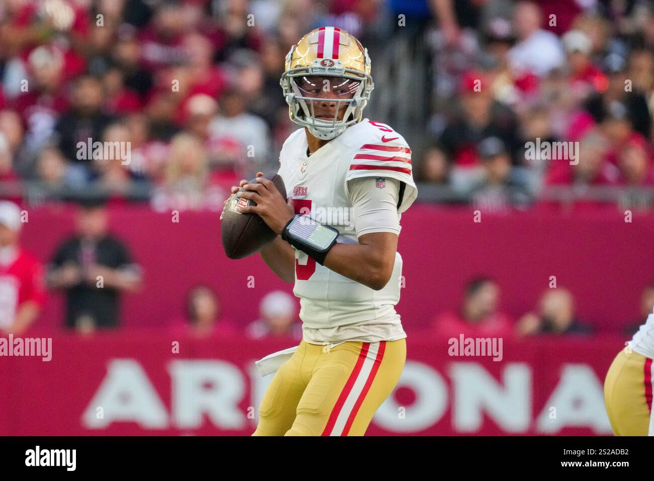 San Francisco 49ers quarterback Joshua Dobbs (5) during their NFL ...