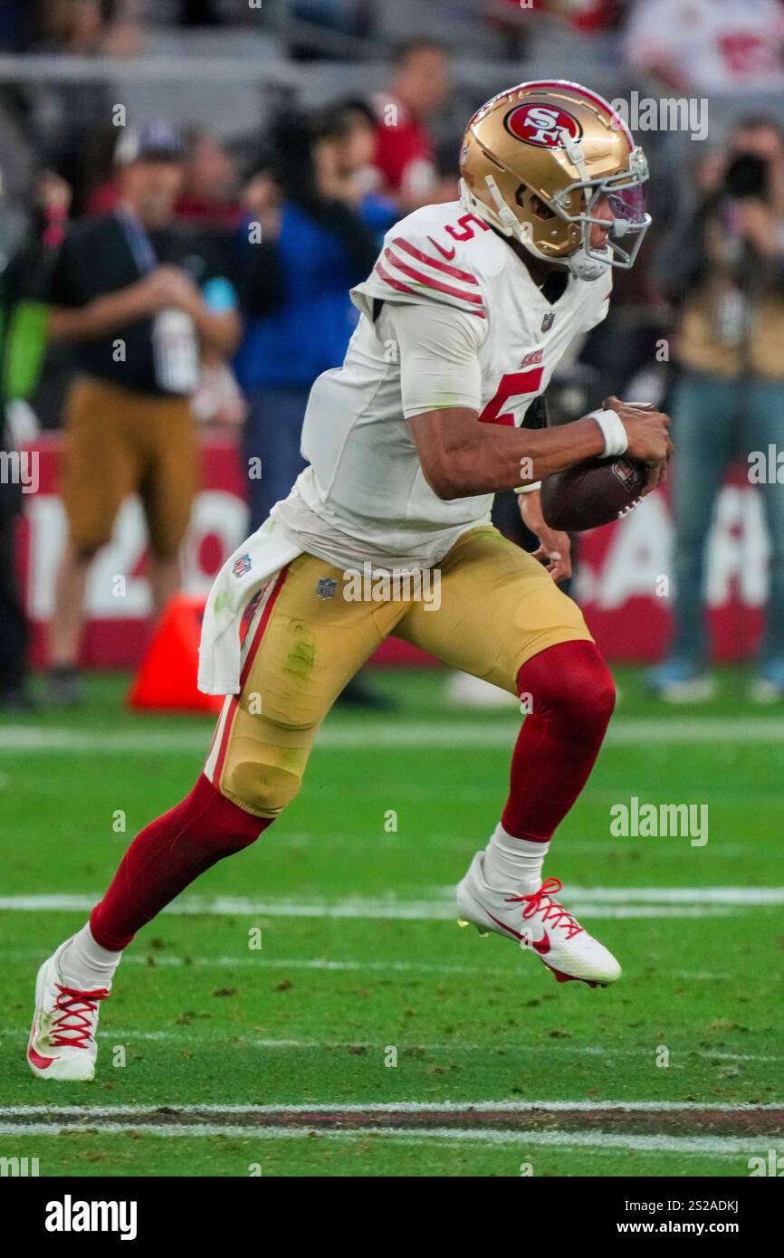 San Francisco 49ers quarterback Joshua Dobbs (5) during their NFL ...
