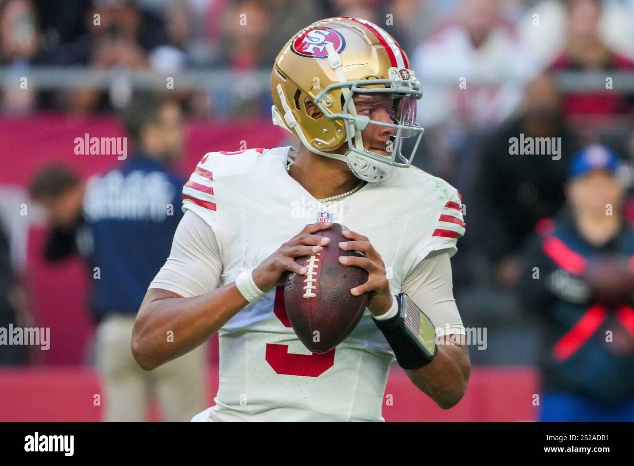 San Francisco 49ers quarterback Joshua Dobbs (5) during their NFL ...