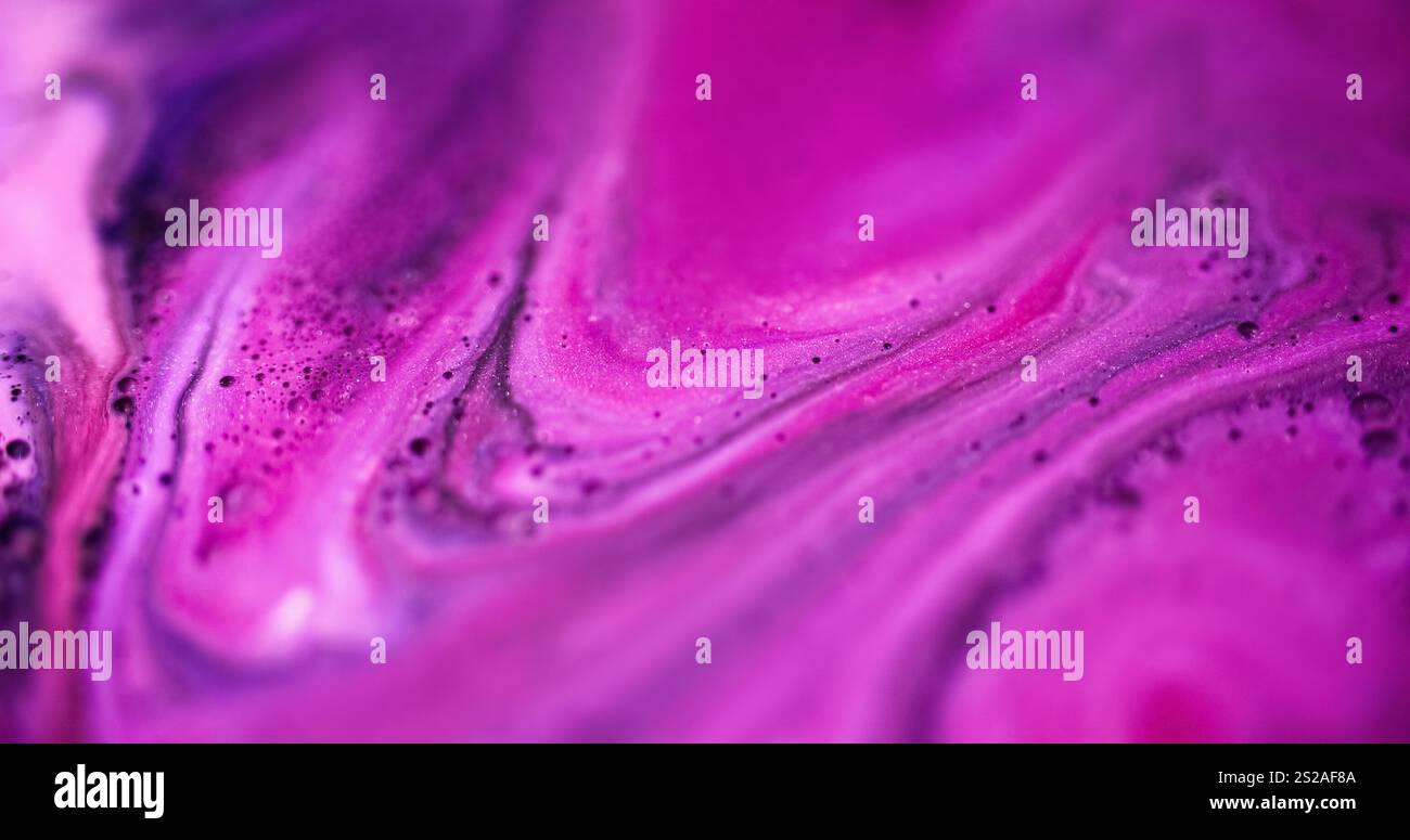 Bubble fluid mix. Glitter ink wave. Defocused magenta pink purple color ...
