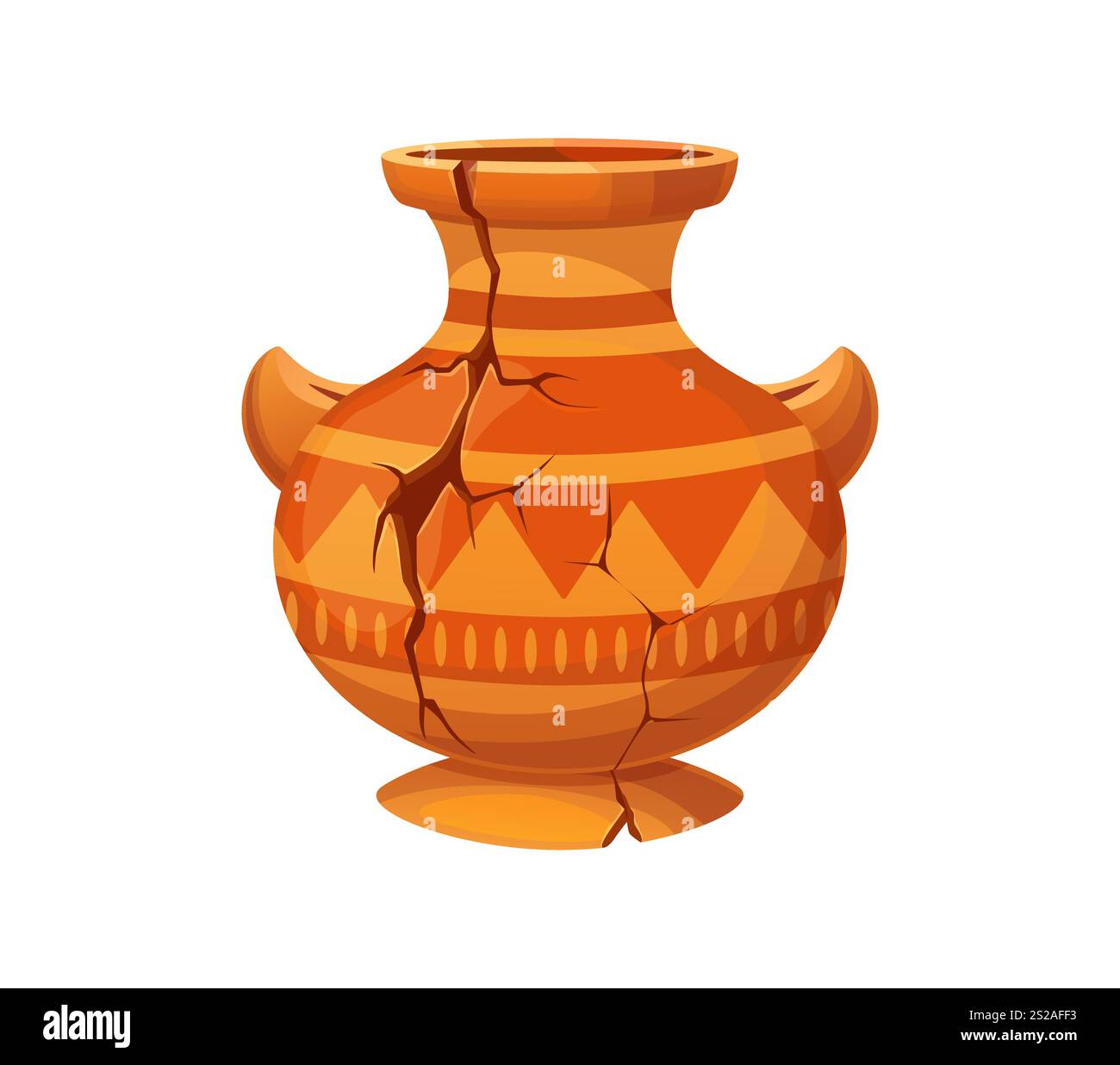 Cartoon ancient antique broken ceramic vase. Broken roman amphora or ...