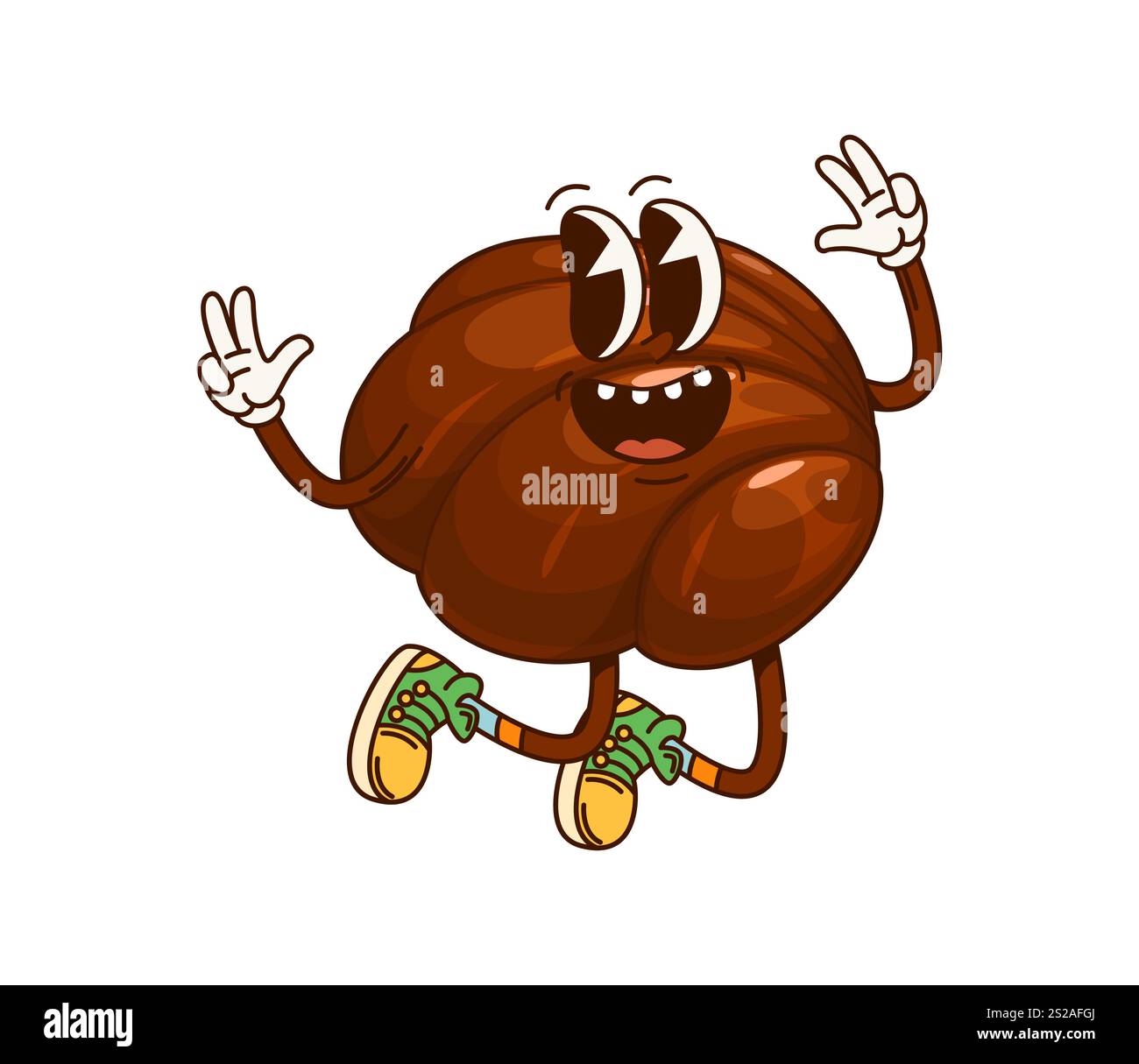 Groovy chocolate candy sweet cartoon character with crazy silly face ...