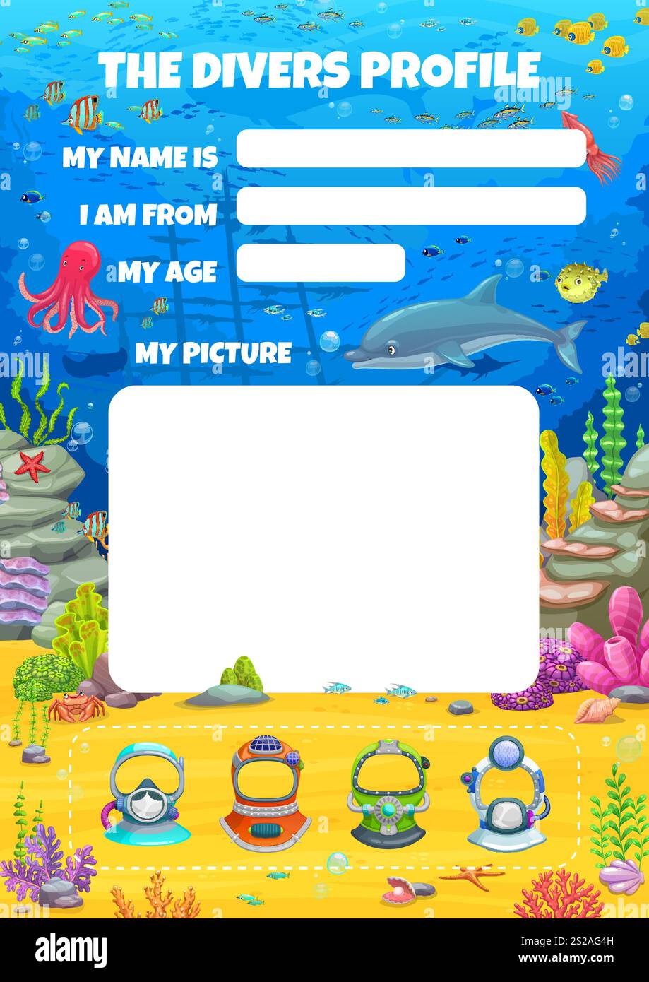 Diver profile form or photo frame at underwater landscape with sunken ... Diver profile form or photo frame at underwater landscape with sunken ...