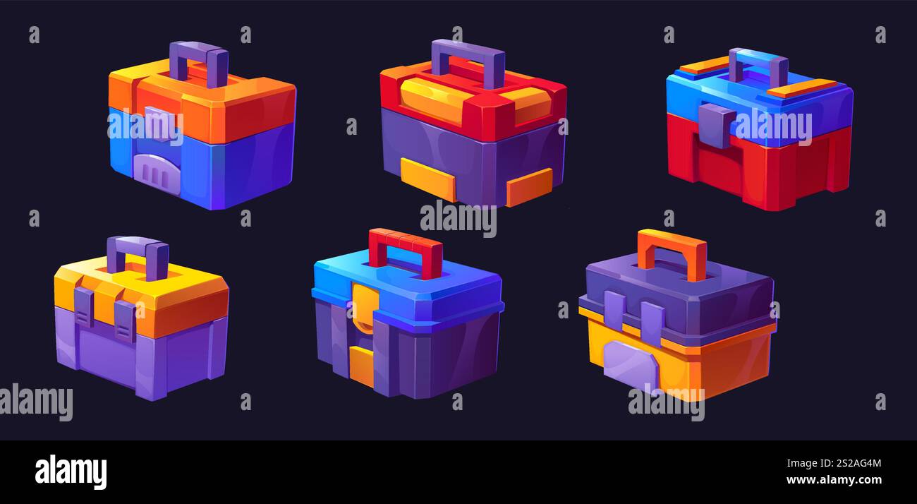 Cartoon futuristic sci fi toolbox case, space chest game asset. Vector ...